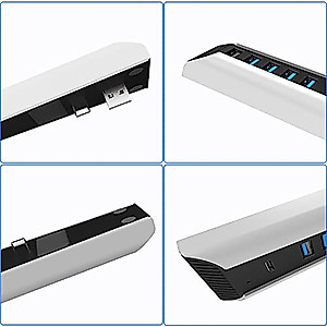 IQIKU PS5 USB Hub, 5 Port USB Hub for PS5, USB High-Speed Expansion Hub Charger USB Extender Compatible with Playstation 5 Console