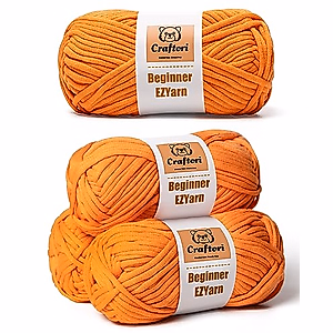 Craftori EZYarn - Crochet & Knitting Yarn for Beginners - Easy-to-See Stitches Cotton Nylon Blend Medium #4 Yarn (200g)