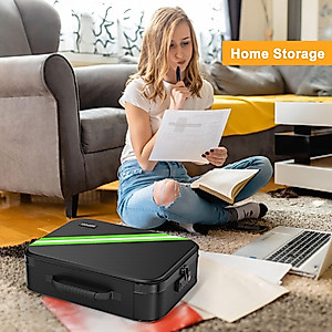 Noiposi Document Organizer with Lock ,15.0"x11.0"x4.3" Waterproof and Fireproof Document Box ,Portable Home Travel Safe Storage Box for Important Documents ,File and Birth Certificate