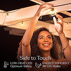 Brightech Glow LED String Lights - 26 Ft Commercial Grade Patio Lights with Brass Accents - Outdoor Waterproof Globe String Light for Backyard, Garden