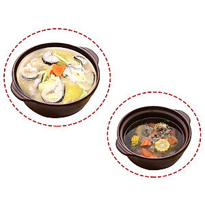 Korean Premium Cartoon Pattern Ceramic Brown Casserole Clay Pot with Lid,For Cooking Hot Pot Dolsot Bibimbap and Soup (8in,44oz)