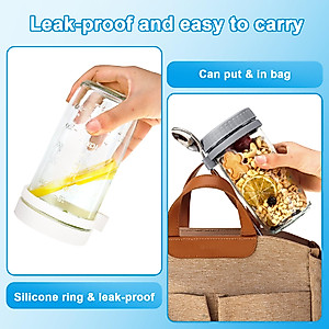 FRIUSATE 4 Pack Overnight Oats Containers with Lids and Spoons, 24 oz Glass Oatmeal Container with Measurement Marks, Large Capacity Airtight Mason Jars for Milk Cereal Fruit