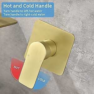 Shower Valves Wall Mount Shower Faucet Rough-In Valve Bathroom Trim Kit Single Handle Tub Shower Valve Mixer Brushed Gold