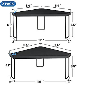 Ameuphercy 2-Tier Countertop Organizer Set of 2, Black, Rustic, Corner Shelf, Space Saving, Sturdy