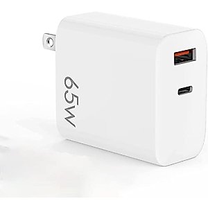 USB C Fast Charger, 65W 2 Port GaN PD&QC USB-C Power Adapter, USB C Wall Charger for MacBook Pro, Air, iPad Pro, Air, Mini, iPhone 14 Pro Max, 13, 12 Galaxy S22 S21 Ultra, Note 10 Plus, Pixel 6, 6 Pro