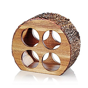 Artaste 48537 Acacia Wood Countertop Wine Rack with Natural Bark, 4-Bottles