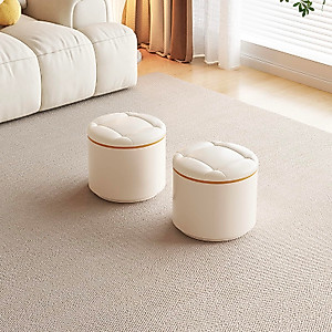 GraceNook Extended Oval Coffee Table with 2 Pu Leather Stools Set, Length Extend from 35"- 54", Nesting Coffee Table 3 Sets with Faux Marble Surface, Center Table with 2 Drawers for Living Room