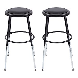 Stand Up Desk Store Stackable Adjustable-Height Classroom Office Workstation Stool (Black, 2 Pack)