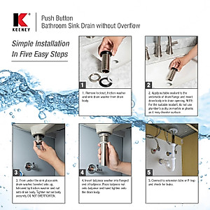 Keeney K820-76BRZ Universal Push Button Bathroom Sink Drain Without Overflow - Oil Rubbed Bronze