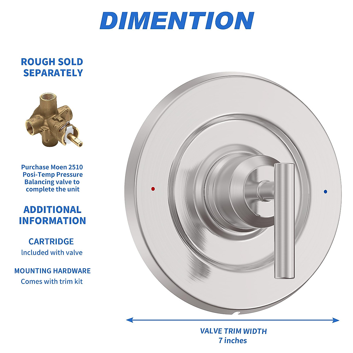 Replacement for Moen T2901BN Gibson Posi-Temp Valve Trim Kit, Brushed Nickel Shower Trim Kit Shower Lever Handle (#2510 Valve Required)