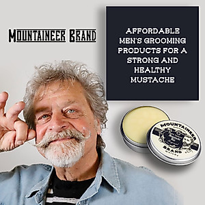 Mountaineer Brand Mustache Wax for Men | 100% Natural Beeswax/Plant Based Oils | Grooming Beard Moustache Wax Tin | Lasting Hold | Smooth, Condition, Styling Balm | Original Blend Scent 2oz