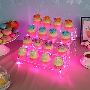 YestBuy Display Shelf Cake Stand – 4 Tier Shelf Cupcake Stand – Multifunctional and Durable Acrylic Stand – Mounting Hardware Included – Ideal for Desserts, Cosmetics, Glassware, Figurines