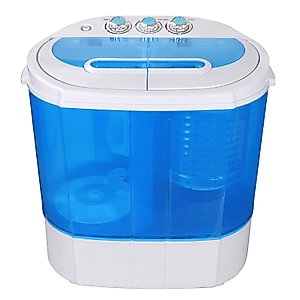 BBBuy Mini Portable Washing Machine, Twin Tub Compact Washing Machine w/Washer Spinner, Gravity Drain Pump and Drain Hose