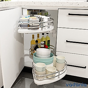 VADANIA Right Swing Pull Out Organizer for 32" Blind Corner Kitchen Cabinet, 2 Tiers Swing Tray, Soft Close, Right Handed Open