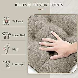 LOVTEX Kitchen Chair Cushions Set of 4, Non-Slip Chair Cushions for Dining Chairs, Shredded Memory Foam Chair Pads with Ties, Tufted Dining Chair Cushions, 15.5" x 15.5", Khaki