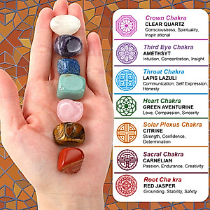 BBTO Tibetan Singing Bowls Set for Healing 3.4'' Meditation Sound Bath Bowl 7 pcs Chakra Crystal Stones Mallet Cushion Chakra Bracelet Pendant(Black)