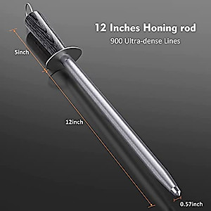 Knife Sharpener Rod,10" Honing Rod Commercial Grade Knife Sharpening Steel Rod Adopt 66HRC Hard Alloy Steel Material With Rosewood handle for Kitchen Knives and Hunting Blade Sharpening (10")