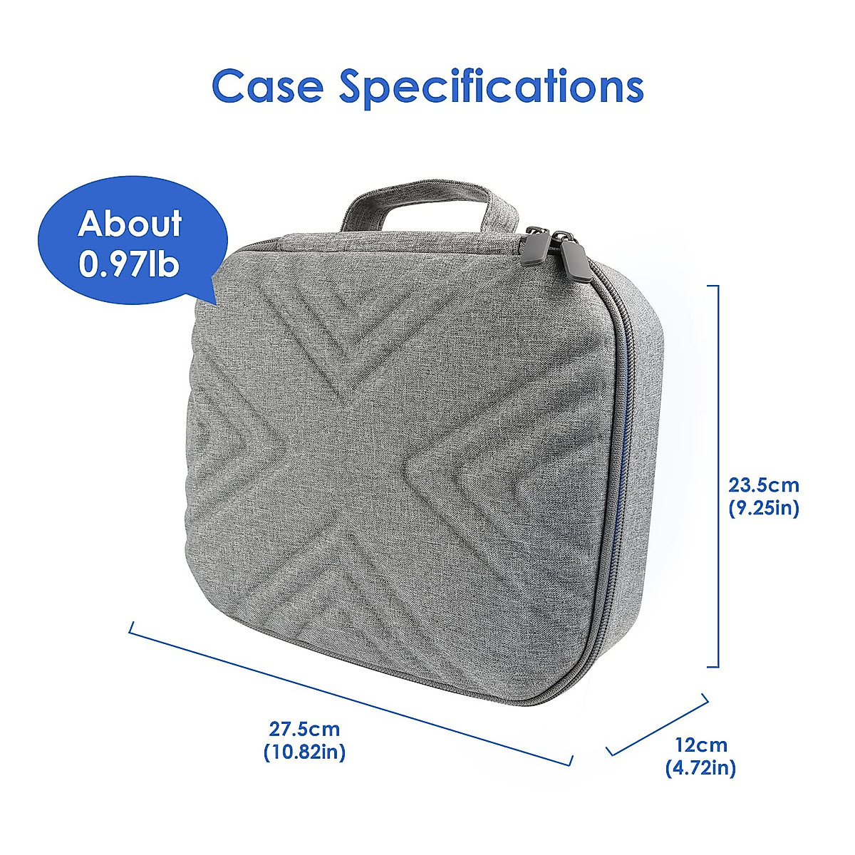 ZyberGears VR Carrying Case for Meta Quest 2 Accessories, VR Headset Travel Case for Quest 2 - Gray