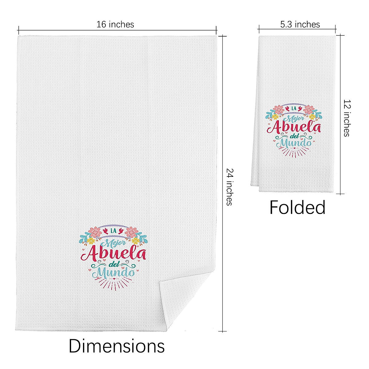 La Mejor Abuela Del Mumdo Spanish Latino Kitchen Towels Tea Towels,16 X 24 Inches Cotton Modern Dish Towels Dishcloths,Dish Cloth Flour Sack Hand Towel for Farmhouse Kitchen Decor,Gifts For Grandma