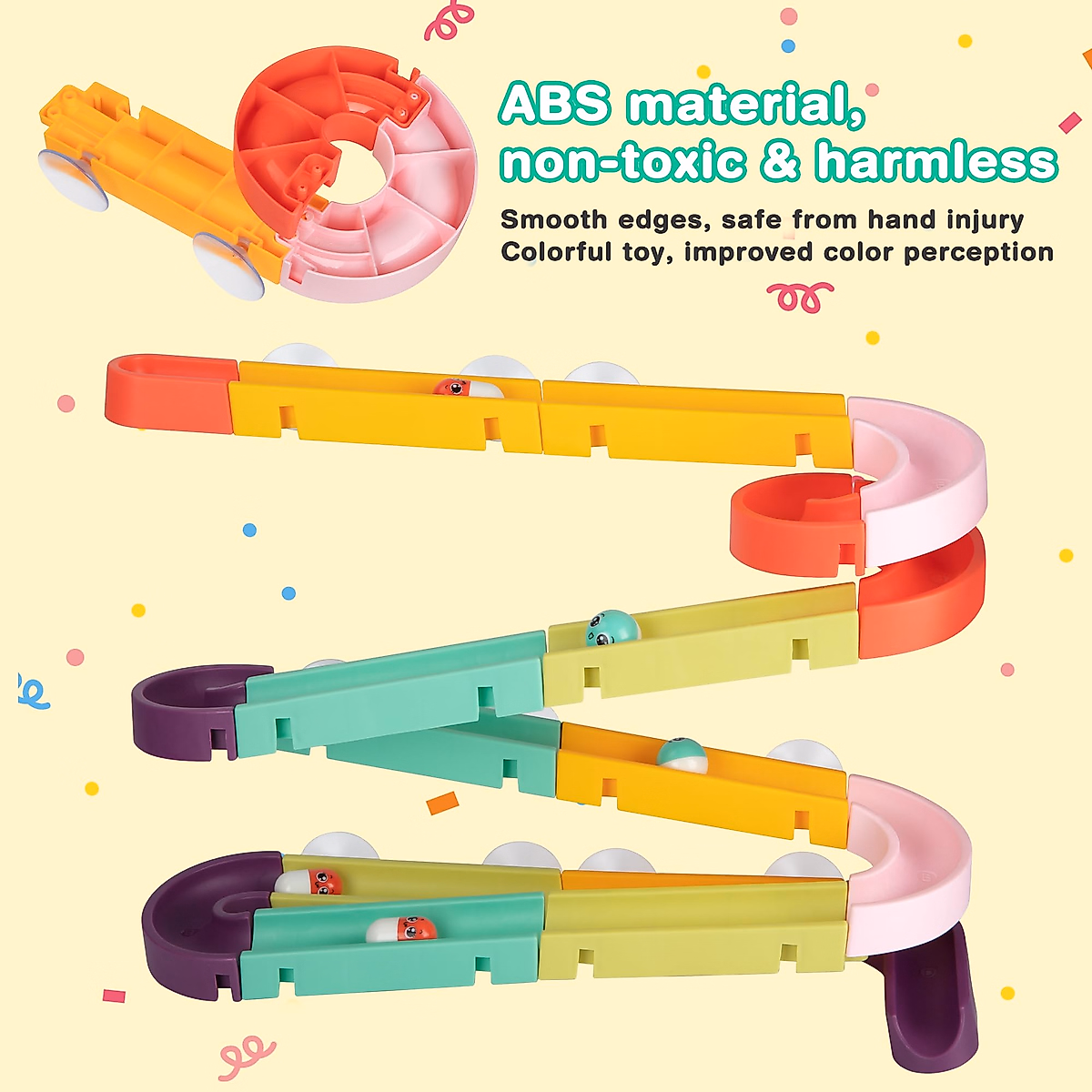 Uooser Bath Slide Toy for Kids Ages 4-8, Bathtub Toys for Toddlers, Track Shower Toys with Suction Cups, Duck Track Bath Toy, DIY Track Toys, Great Gift for Children Boys Girls, 44 PCS