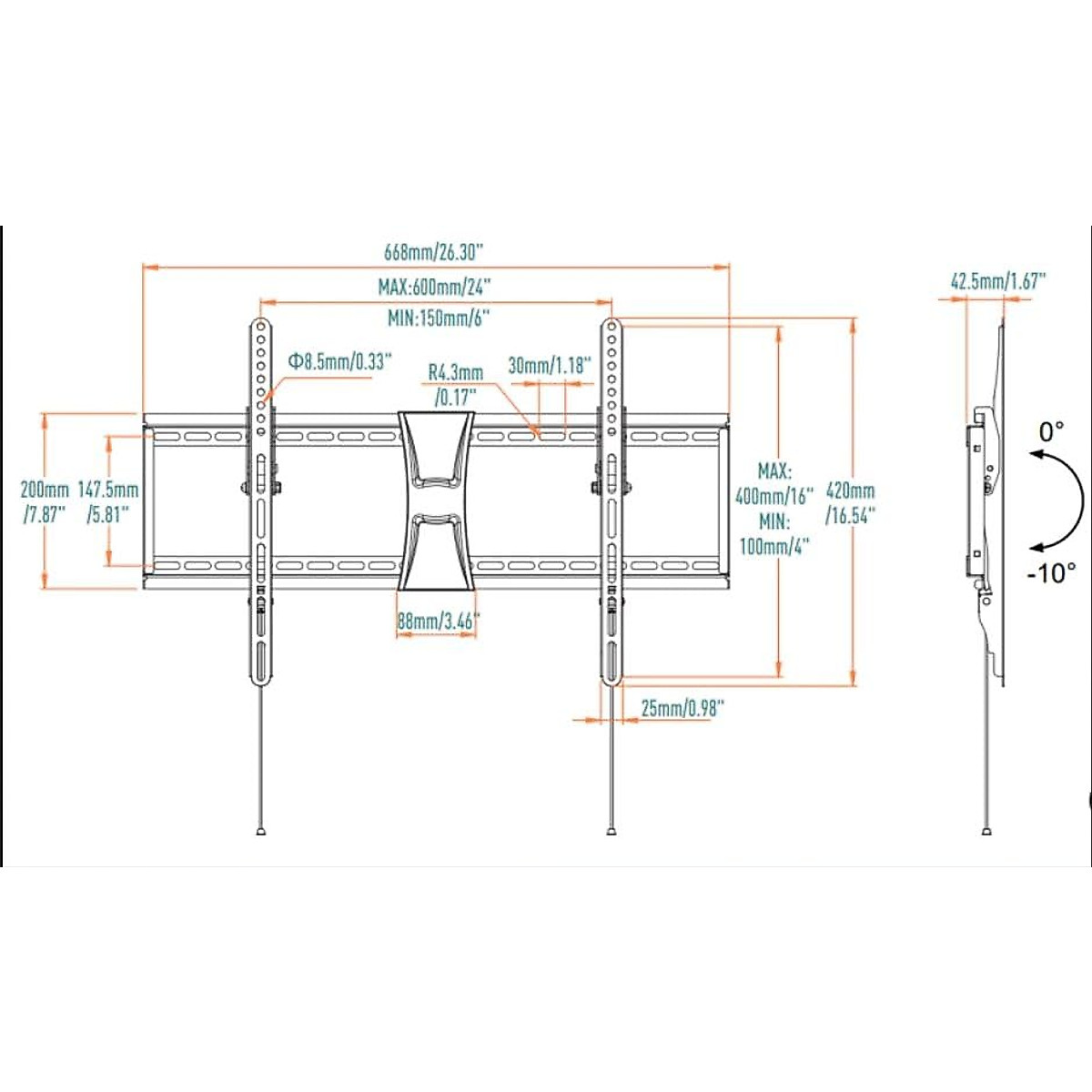 MOUNTUP UL Listed TV Wall Mount, Tilting TV Mount Bracket for Most 37-75 Inch Flat Screen/Curved TV Low Profile Wall Mount Saving Space Max VESA 600x400mm Hold up to 99 lbs Fit 16" 18" 24" Stud MU0008