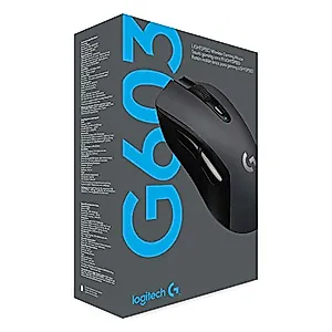 Logitech G603 Lightspeed Wireless Gaming Mouse, Hero Sensor, 12000 DPI, Lightweight, 6 Programmable Buttons, 500h Battery Life, On-Board Memory, PC/Mac - Black