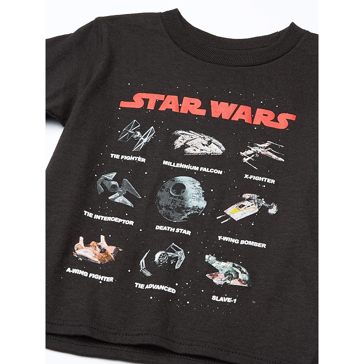 STAR WARS Boys Boys' Spaceships X-Wing Tie Fighter T-Shirt T Shirt, Black/Spaceships, 3T US