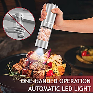 [Upgraded Larger Capacity] Electric Salt and Pepper Grinder Set with USB Charging Base, 95ml Large Capacity, Adjustable Coarseness,Stainless Steel Automatic Pepper Mill with One-Hand Operation, 2 Pack