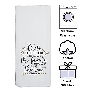 fillURbasket Cute Kitchen Towels Set, Fun Dish Towels with Sayings Faith, Blessed, Family, Love, Home & Dreams Theme, 5 Flour Sack Towels for Dish Drying Decor 16x28 Cotton