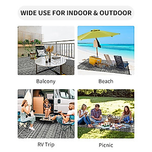 MontVoo-Outdoor Rug Carpet Waterproof 5x8 ft Reversible Patio Rug RV Camping Rug-Plastic Straw Rug Outside Indoor Outdoor Area Rug for Patio Deck Balcony Picnic Beach Outdoor Decor Boho Grey
