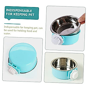 Balacoo Puppy Crate Bowls Cages Anti Multi-Function Removable Cage Bowl Slip Adorable Non- Household Bird Anti-Overturn No Container - Water Stainless for Blue Cat Coop Portable Pet Food