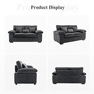 COLAMY 9532-Grey Fabric loveseat, Grey