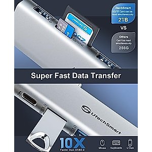 USB C Hub Adapter MacBook - UtechSmart 7 in 2 MacBook Pro/Air Accessories Multiport Adapter with Thunderbolt 3 Port, 100W PD 4K@30Hz, 40Gbps 4K HDMI, 3*USB3.0 Data Port SD and MicroSD Card Reader