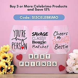Celebrimo You're My Person 15oz Stemless Wine Glass- Christmas Gifts For Best Friends - Greys Anatomy Wine Glass - Unique I Love You Gifts For Her - BFF For Sister - Your My Person Gifts
