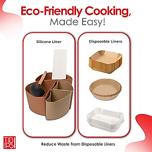 Tibi Ipsi Silicone Crockpot Liner for 6qt Slow Cookers - Reusable & Leak-Proof Slow Cooker Liner, Crockpot Silicone Liner Includes Baking Mat & Silicone Spoon with Wooden Ladle