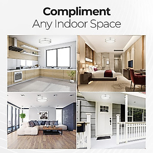 Diodesy 12 Inch LED Ceiling Light Fixture, 15W Flush Mount Ceiling Light Fixture for Bathroom Hallway Living Room and Bedroom, Dimmable, 1050LM, 2700K-5000K 5CCT Adjustable, Brushed Nickel, ETL.