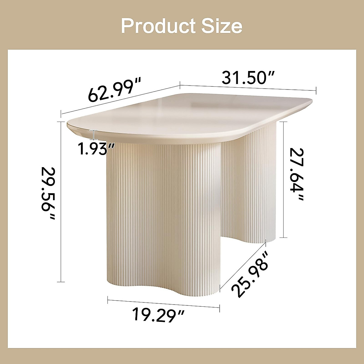 GraceNook 63" White Dining Table, Oval Dining Room Table, Modern Dining Table for 2,4,6 Person, Kitchen Table, Nook Dining Table Set for Dining Room,Kitchen,Breakfast Nook or Reception Room