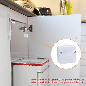 Helunsi Cabinet Door Lamp Switch, 2 Pack Door Switches for Closet Light, ON Off Normally Closed Wardrobe Touch Activated Switch, for Open Close Sliding Pressure Doors Drawers Automatic Switch - White