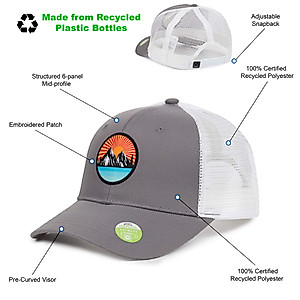 Ecofera Men's Eco-Friendly Snapback Trucker Hat Baseball Cap (Grey/White Patch)