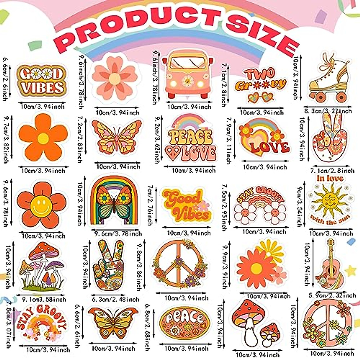 25 Pieces Hippie Car Flower Magnet Groovy Boho Flower Refrigerator Magnets Retro Magnetic Hippie Fridge Magnets for Car Home Metal Door Whiteboard Mailbox Office Cabinets Decor