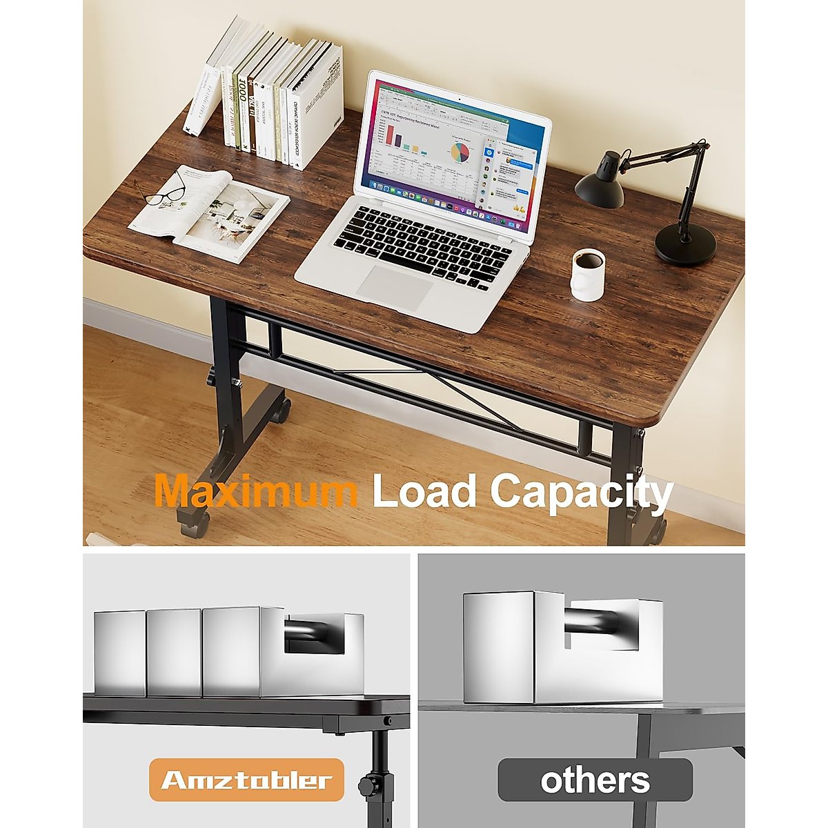 Small Standing Desk Adjustable Height, Mobile Stand Up Desk with Wheels, 32 Inch Portable Rolling Desk Small Computer Desk, Portable Laptop Desk Standing Table Rustic