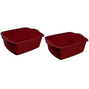 Sterlite 12 Quart Dishpan Basin, Multi-purpose, 15 3/4" x 12 1/2" x 6", Red (2)