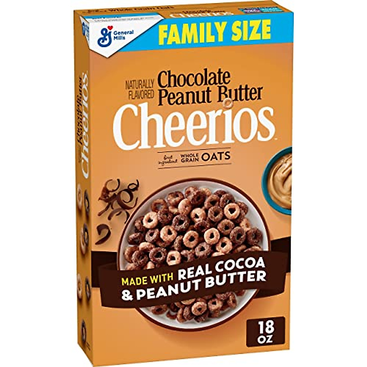 Chocolate Peanut Butter Cheerios Breakfast Cereal, Family Size, 18 OZ