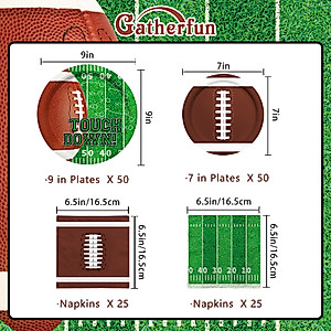 Football Party Supplies Kit Serve 50,Includes Touchdown Dinner Plates, Dessert Plates and Napkins for Football Birthday Party Football Game Day Tailgate Party Decorations