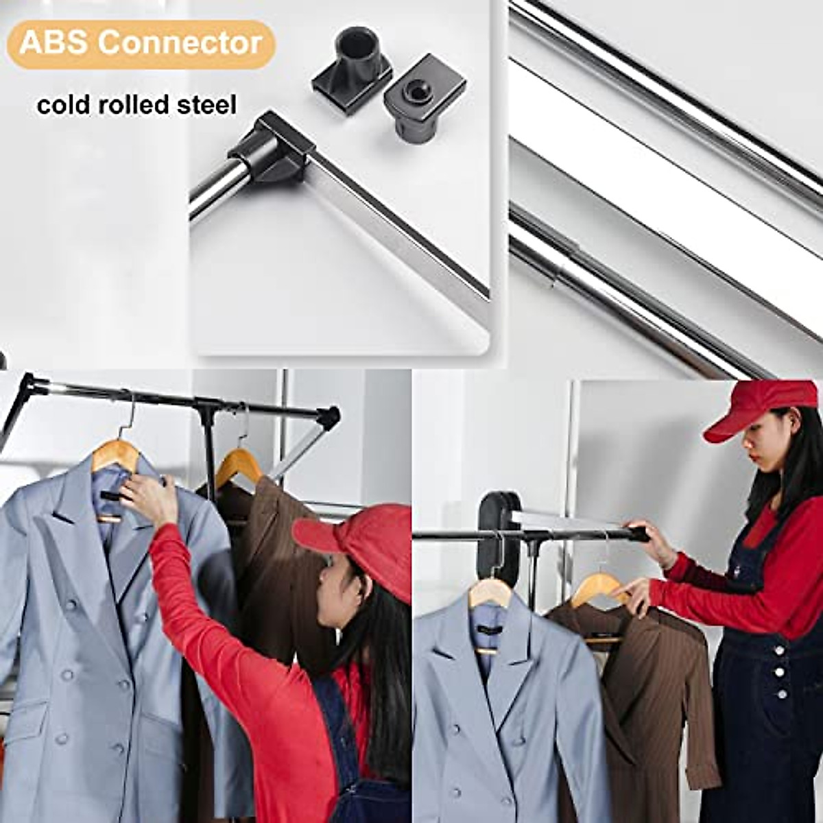 usego Pull Down Closet Rod Chrome Heavy Duty Adjustable 35-46.7 Closet Pull Down Rods Hanger for Hanging Clothes Wardrobe Lift Rail Organizer Storage System Side Mounted Expanding Tubing