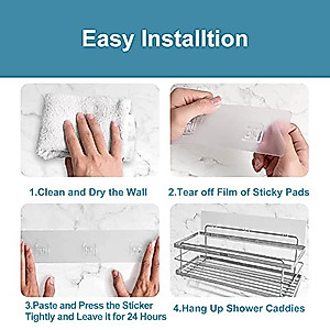 XLQADV 8 Pcs Shower Caddy Adhesive Hooks Sticker, For No Drilling Bathroom Shower Shelf Accessories, Strong Adhesive Wall Sticker For Adhesive Shower Caddy