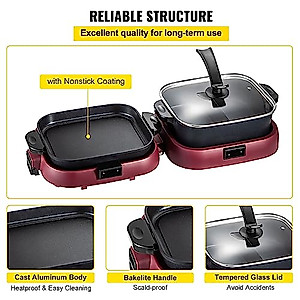Foldable Electric BBQ Pan Grill Hot Pot - 2 in 1 2100W - Perfect for Indoor and Outdoor Cooking - Convenient and Portable
