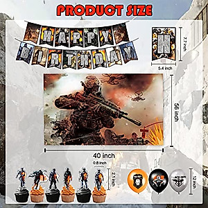 112 Pcs Birthday Decorations, Birthday Party Supplies for Boys Including Happy Birthday Banner, Cake & Cupcake Toppers, Balloons, Backdrop, Tablecloth and Dinner Sets for 10 Guests