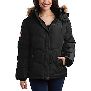 CANADA WEATHER GEAR Women's Winter Coat - Quilted Heavyweight Puffer Parka Coat – Plus Sized Jacket for Women (S-3X), Size Large, Black/Natural