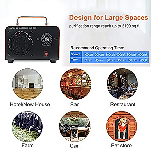 Commercial Ozone Generator 10,000 mg/h, Industrial Ozone Machine Odor Removal, Car Smoke Deodorizer, Portable O3 Purifier for Home Rooms, Air Eliminator for House, Basement, Bar (Orange)